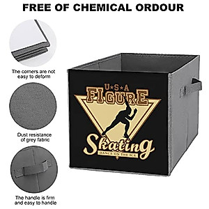 USA Figure Skating Collapsible Storage Bins Basics Folding Fabric Storage Cubes Organizer Boxes with Handles