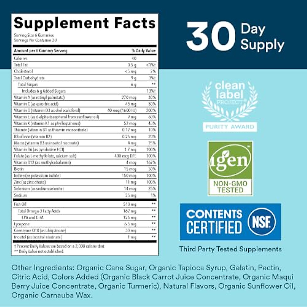 SmartyPants Multivitamin for Men, Gummies: Omega 3 Fish Oil (EPA/DHA), Methylfolate, CoQ10, Vitamin D3, C, Vitamin B12, B6, Vitamin A, K & Zinc for Immune Support, 180 Gummies (30 Day Supply)