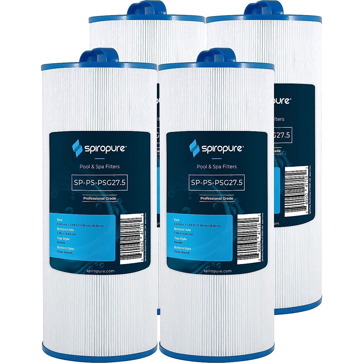 SpiroPure Replacement for Pleatco PSG27.5 PSG27.5-XP4 Saratoga Spas 4902-068 74452 Unicel C-4327 Hot Tub Spa Pool Replacement Cartridge (Pack of 4)
