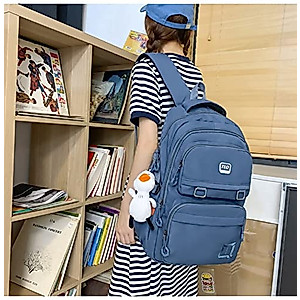 MeganJDesigns Cute Aesthetic Backpack for Teens Girls Boys College High Middle School Student Lightweight Book Bag Casual Kawaii Daypacks (B-Blue Aesthetic Backpack)