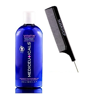 Therapro MEDIceuticals VITATIN Moisturizing CONDITIONER PHYTOFLAVONE for WOMEN Suffering from HAIR LOSS (w/Sleek Steel Pin Tail Comb) Hair Restoration Tech. (8.45 oz / 250 ml - ORIGINAL SIZE)