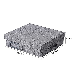 Juephe Linen Scrapbook Storage Box Photo Storage Box,Document Letter Box, Photo Boxes Cases, Organizer Box Storage Containers 15 '' x 13 '' x 4 ''，Gray (1)