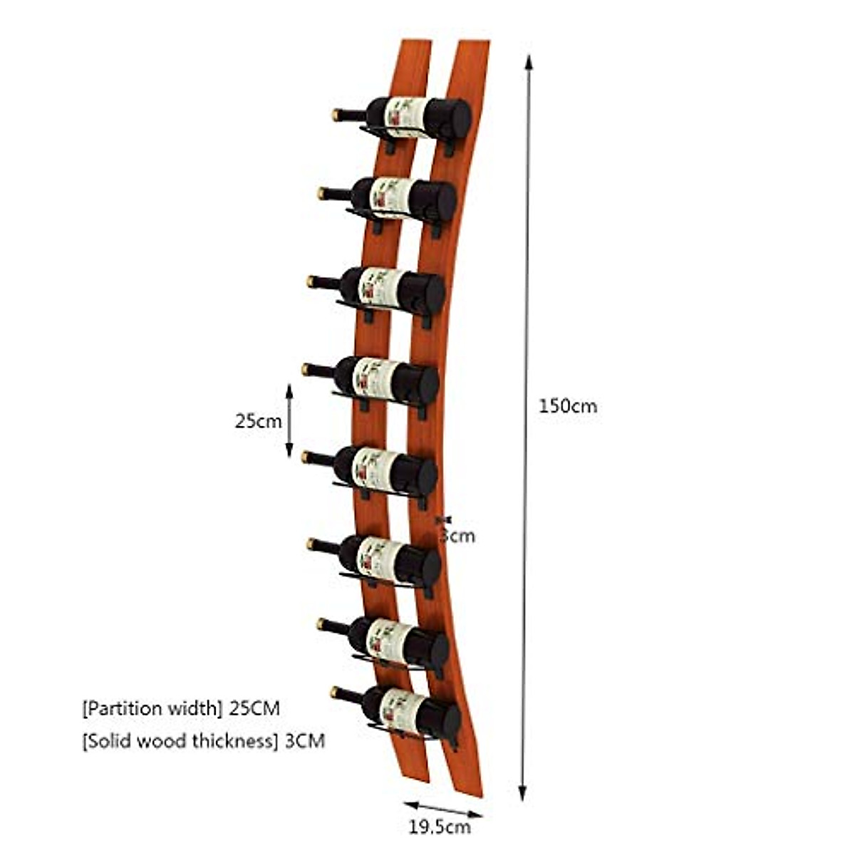 Wooden Wall Mounted Wine Rack, Can Hold 5-8 Bottles of Red Wine, Suitable for 750ml Wine Bottles, Wall-Mounted Wine Rack, Creative Rack Wine Rack Decoration Rack (Size : 150 * 19.5