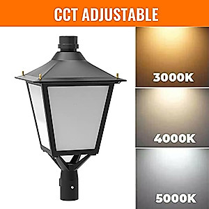 Yaolite 60W LED Post Top Light - LED Pathway Pole Lights with Photocell - 7800LM Outdoor Courtyard Lighting - Garden Lighting Fixture Dusk to Dawn Parking Lot Area Light