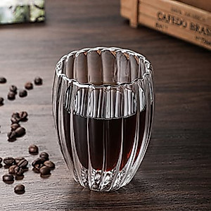 WAAOPO Double Walled Glass Coffee Mugs(5.6oz/350ml) ，Thermal Coffee Cups，Glass Cups for Tea, Coffee, Latte, Cappuccino,Pack of 2