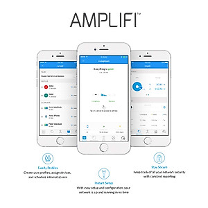 AmpliFi Instant Wifi System by Ubiquiti Labs, Seamless Whole Home Wireless Internet Coverage, Wifi Router & Mesh Point, 1 Gigabit Ethernet, 1 WAN Port, Ethernet Cable, Replaces Router & WiFi Extenders