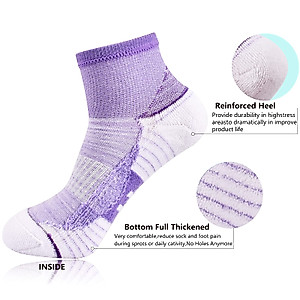 J.WMEET Women's Athletic Ankle Socks Quarter Cushioned Running Socks Hiking Performance Sport Cotton Socks 6 Pack (Multicolor)