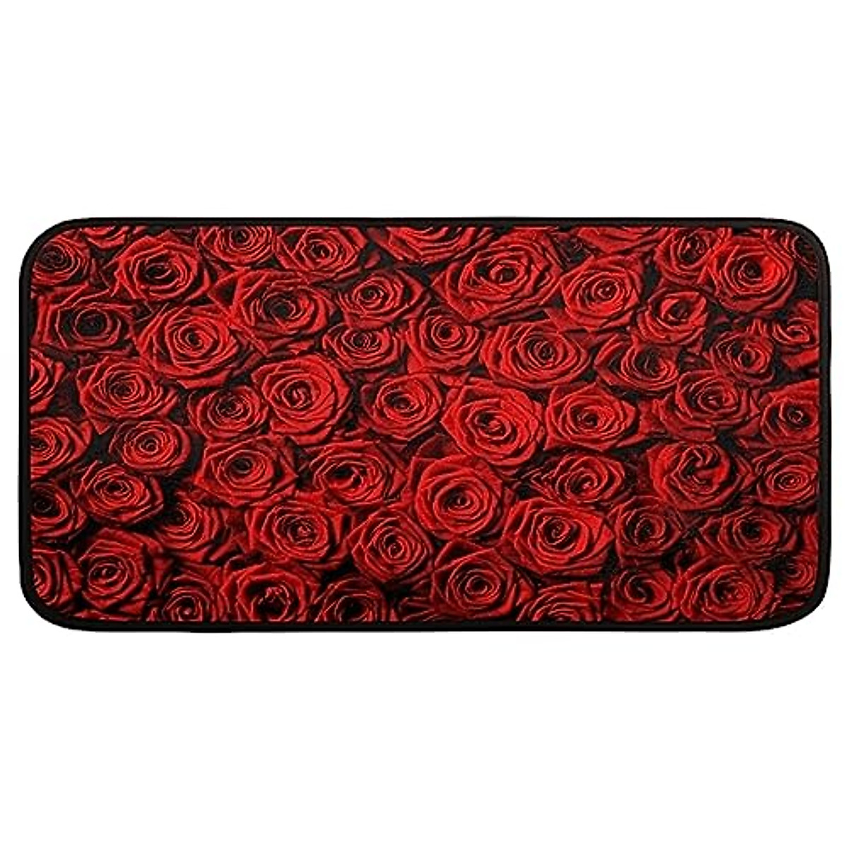 KOBLEN Red Rose Kitchen Rugs Non Slip Washable Absorbent Kitchen Mats 20x39 inch Cushioned Anti Fatigue Kitchen Floor Mats for in Front of Sink