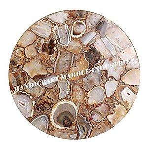 Wild Agate Table, Agate Table, Round Agate Table, Brown Agate Table, Agate Side Table Top 21 x 21 Inch,Stone Coffee Table, Agate Table Top, Agate Coffee Table, Agate Side Table Home Decor