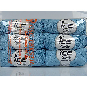 Lot of 6 Skeins Ice Yarns Cecilia Cotton (100% Mercerised Cotton) Yarn Baby Blue