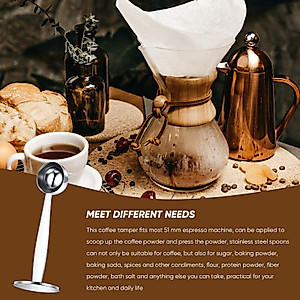 2 Pieces Coffee Scoop Stainless Steel Espresso Tamper 51 mm Two in One Measuring and Espresso Coffee Tamper for Coffee Bean Press Coffee Grinding Pressing, 15 ml