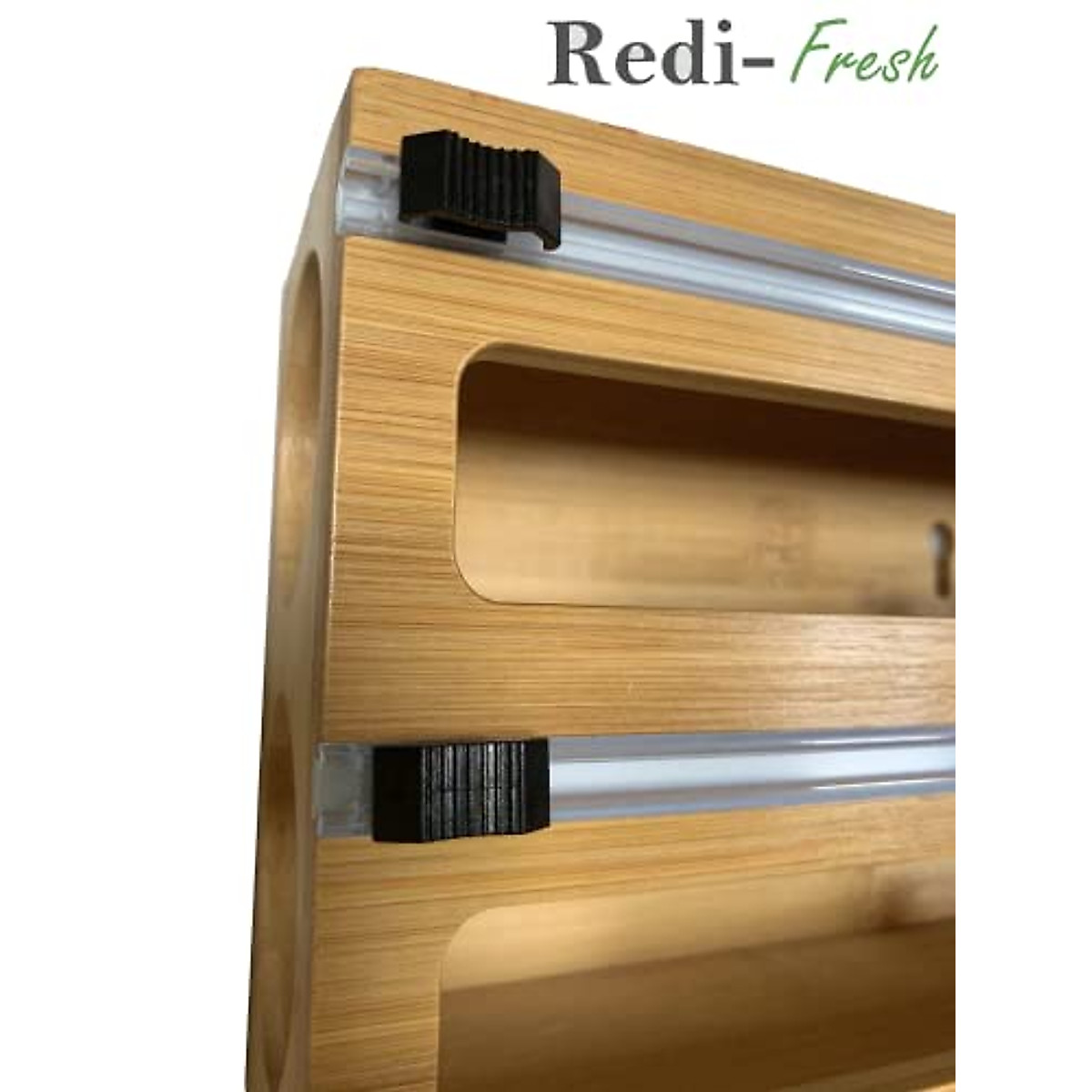 Bamboo Ziplock Bag Organizer | Foil and Plastic Wrap Organizer | Bamboo 6-in-1 Sandwich Bag Organizer Dispenser For Drawer, Wall | Kitchen Pantry Organization Storage| 12" X 2.125" Standard Rolls only