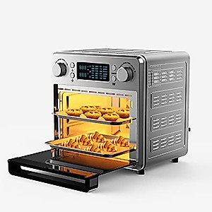 leiko Air Fryer Toaster Oven Combo, 16 QT capacity and Convention Countertop, with microwave&air fryer &roast&bake&thaw &reheat 24-1 function, Stainless Steel, Silver, 1700W.