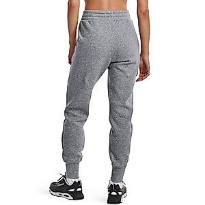 Under Armour Womens Rival Fleece Joggers , Steel Medium Heather (035)/Black , Large
