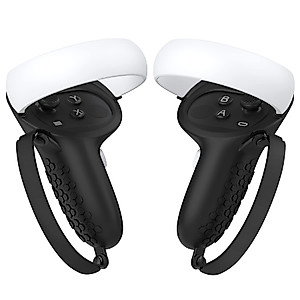 Gwyoneaon Protective Cover for Oculus/Meta Quest 2 Accessories, Silicone Controllers Grip Cover Protector, Soft Shell Skin with Face Cover and Lens Cover (Black)