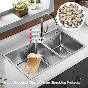 1/2/3PCS Oyster Shucking Clamp, 8×13cm Wood Shucking Clamp Oyster Shucking Protector, Wooden Holder Oyster Shucking Clamp, Oyster Opener Tool for Kitchen Home Outdoor Barbecue Camping (2PCS)