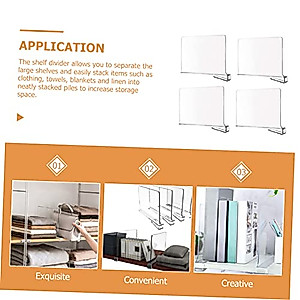 Levemolo 4pcs Clothes Board Storage Bin Drawers Clear Bookshelf Drawers for Clothes Wardrobe Dividers Clear Organizer Drawers Purse Shelves Closet Shelf Separator Shelf Divider