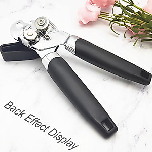 TOPV 2022 New Professional Can Bottle Opener,Manual Openers, Manual Safety Smooth Edge Opener, Anti-slip Hand Grip Quick Opening Tool, with Large Turn Knob, Easy Hanging Design, Black, 7.5x3x2 inches