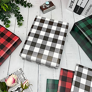 Dtiafu Christmas Plaid Wrapping Paper for Women Men Girls Boys - 12 Sheets Red Green Black Buffalo Plaid Gift Wrap for Holiday Birthday Wedding - 20 x 28 Inch Per Sheet Not Rolled