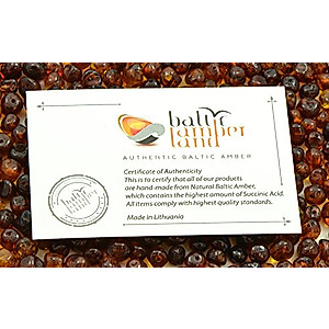 Raw Amber Necklace for Adults - Lemon Color - 17.7 Inches - Baltic Amber Land - Hand-made From Unpolished / Certified Baltic Amber Beads - Knotted - Screw Clasp (Lemon)