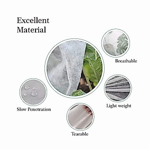 Agfabric Plant Covers Freeze Protection 5'x50' 0.55oz Frost Blankets for Plants Drawstring Bags Shrub Blanket,White