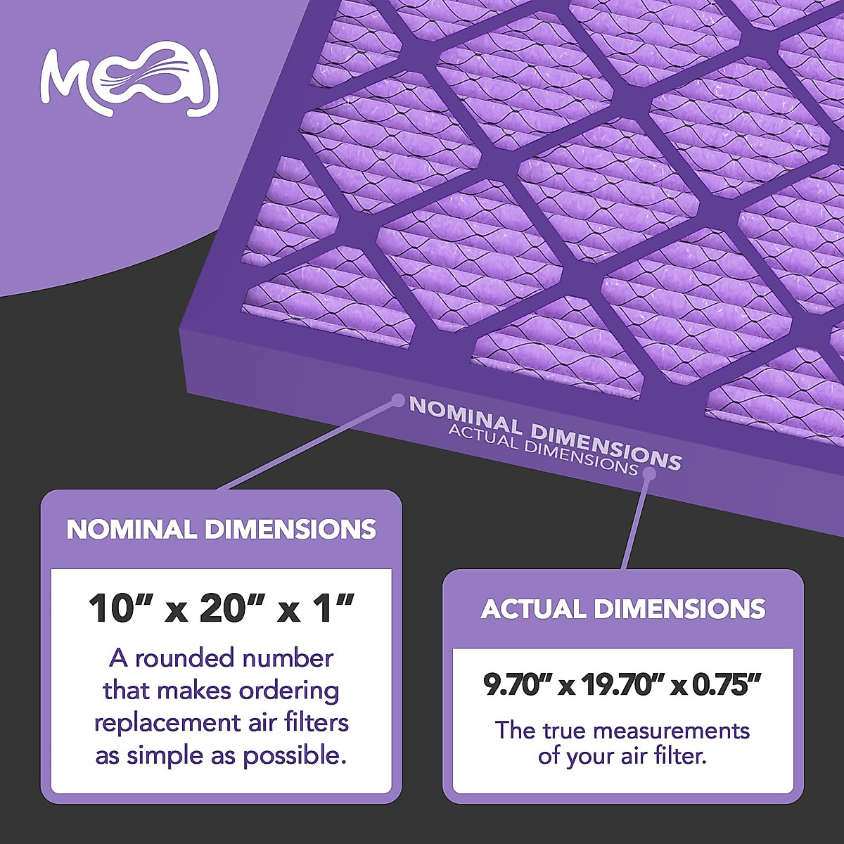 10x20x1 Air Filter (4-PACK) | MERV 8 | MOAJ Elite Dust Defense | BASED IN USA | Quality Pleated Replacement Air Filters for AC & Furnace Applications | Actual Dimensions: 9.70" x 19.70" x 0.75" in.