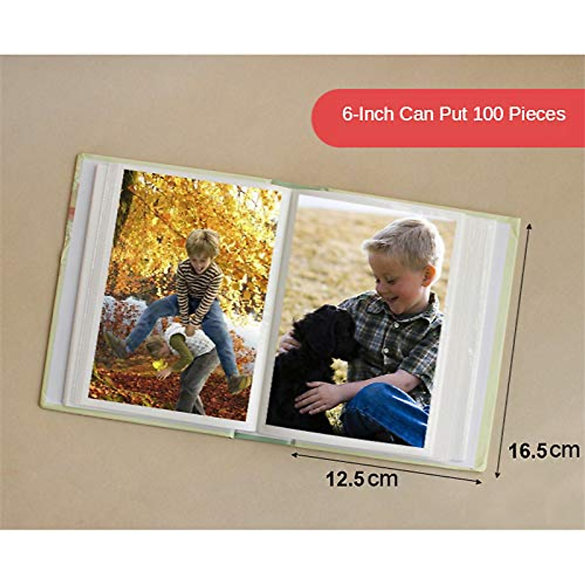 ALMIGHTY 2pcs Baby Photo Album 4x6 inch Scrapbook Guestbook Sketchbook Scrapbooking 200 Pockets Photo Album for Kids Girl Boy Cute Photo Album for Home Family Children (Brown)