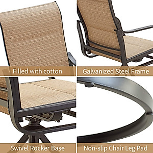 PatioFestival Patio Dining Set Outdoor Furniture Swivel Rocker Chairs Round Metal Table Sets with All Weather Frame (5Pcs, Beige)