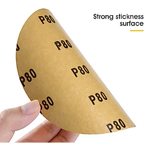 LuckyGuard 100 PCS 6 Inch Gold PSA Sanding Discs 80 Grit Self Adhesive Sticky-Back Sandpaper for DA Sander Finishing Various Materials-Wood Metal Plastics Woodworking Sanding Disc Roll