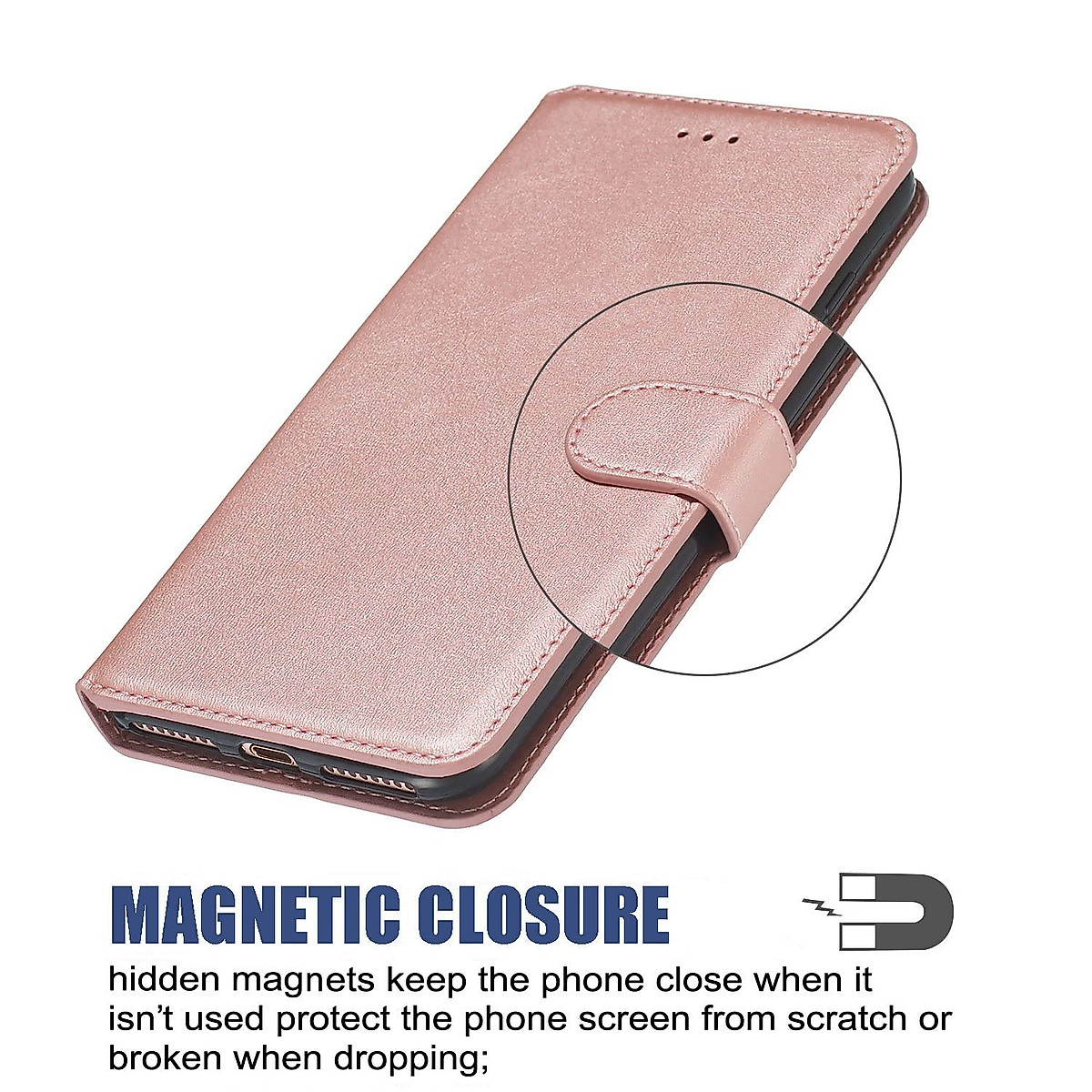Case for Oppo Reno2 Z Wallet Case,with Card Holder Kickstand Magnetic Closure PU Leather Flip Case Cover for Oppo Reno2 Z 6.53" -Rose Gold