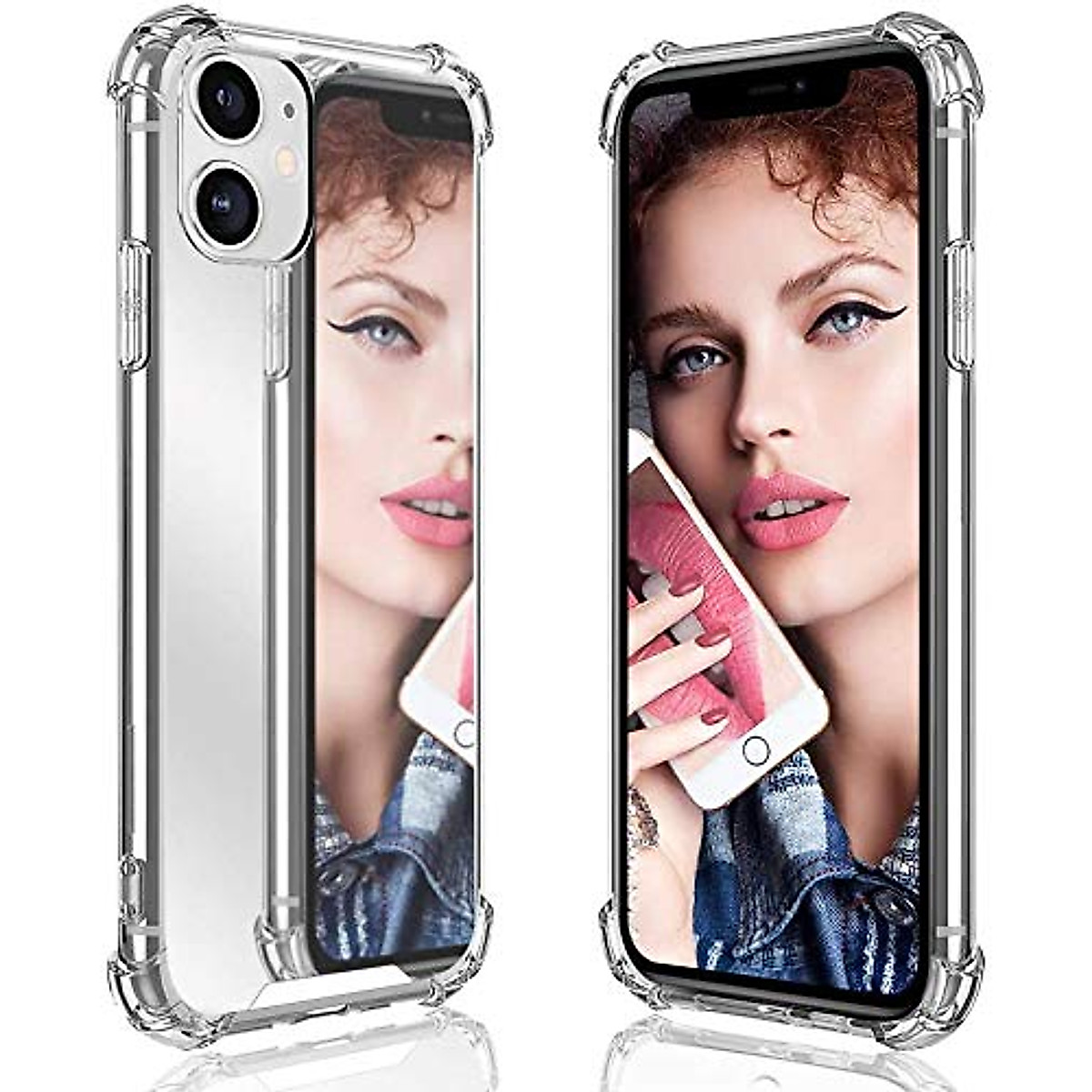 Ownest Compatible for iPhone 12 Case,12 Pro Case (6.1 Inch) for Girls Women Cute Stylish with Glitter Ultra-Thin Mirror TPU PC Back Protective Slim Shockproof Case for iPhone 12/12 Pro 6.1"-Silver