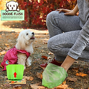 Doodie Flush™ Dog Poop Bag (Box of 50 poop bags for dogs) Flushable 100% Environmentally Friendly Compostable Biodegradable Pet Waste Bags, Extra Thick & Strong, Biodegrades In Seconds with Water