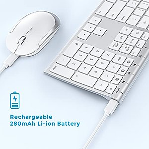 Bluetooth Keyboard Mouse for Mac OS, Ultra Slim Rechargeable Multi-Device Wireless Keyboard Mouse Combo for iMac, MacBook Pro, MacBook Air, iPad