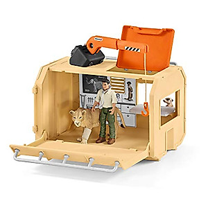 Schleich Wild Life 10-piece Animal Rescue Toy Truck with Ranger and Animals Playset for Kids Ages 3-8 Multicolore, 11 x 39 x 23 cm