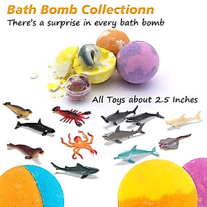 Bath Bombs for Kids with Surprise Inside - 12Pcs Kids Bubble Bath Fizzies with Sea Animal Toys. Gentle and Kids Safe for Skin Moisturize. Birthday Christmas Gifts for Boys Girls