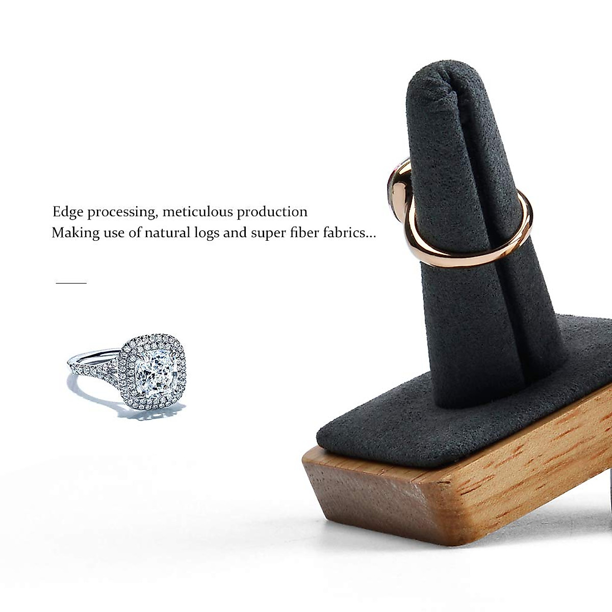 Oirlv Single Finger wooden ring display stand Jewelry Showcase Display Holder (Grey)