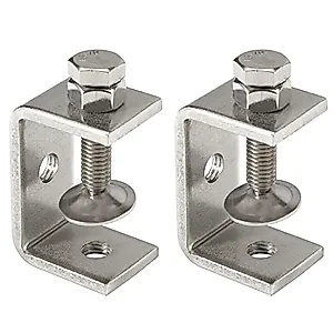 2Pcs C-Clamp 304 Stainless Steel G-Clamp Tiger Clamp Heavy Duty Woodworking Clamp Home Improvement And Automotive Repair Tools With Wide Jaw Openings (47MM)