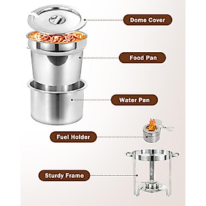 STAIIHOM Soup Chafer - 7QT [Extra 2X Thickened] [Longer Lifespan] 304 Stainless Steel Soup Chafing Dish with Pot Lid and Fuel Holder - Food Grade Commercial Soup Warmers for Parties Catering Buffet