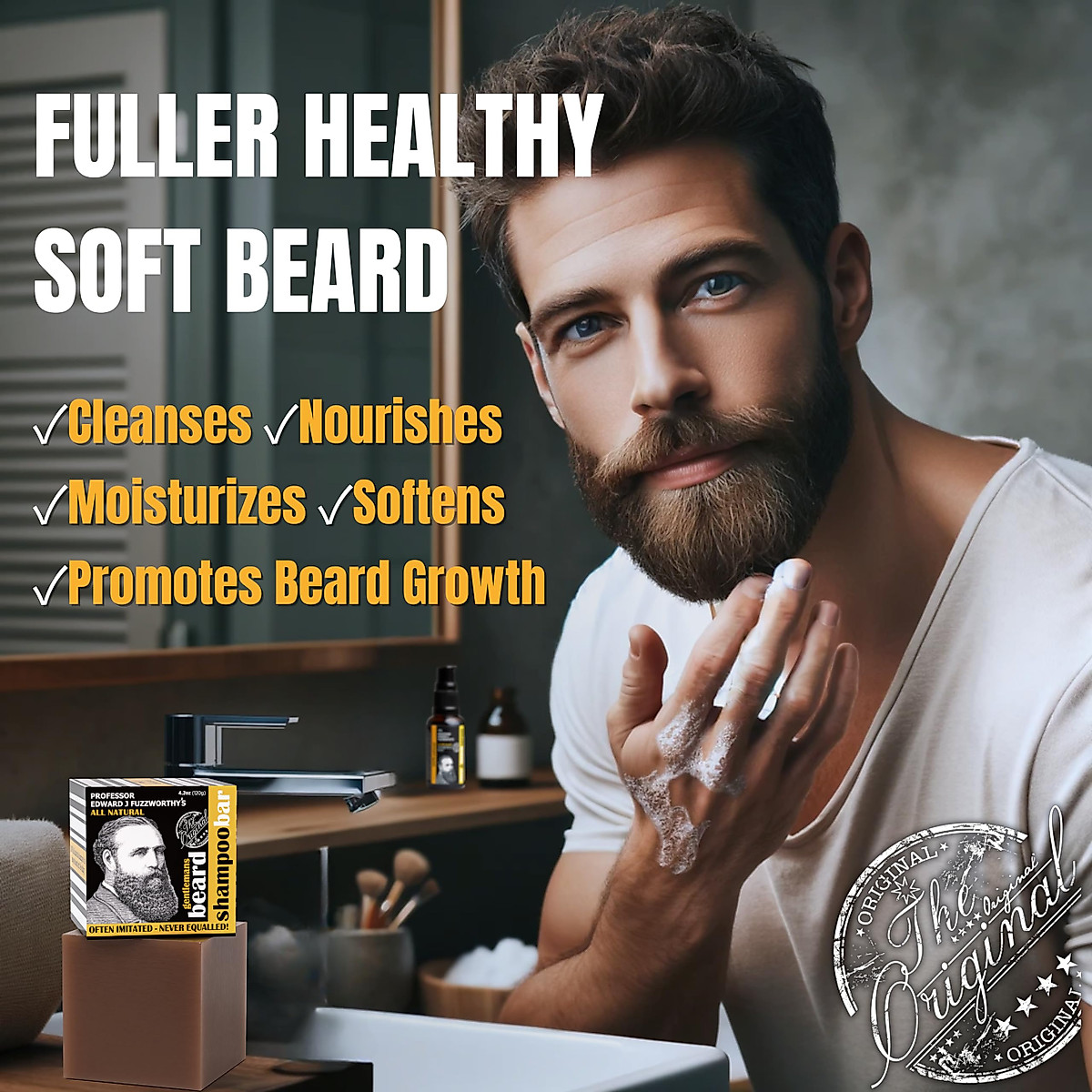 Professor Fuzzworthy's Beard & Hair Shampoo & Conditioner Bar Sampler Kit with All Natural Oils From Tasmania Australia