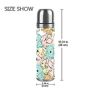 ALAZA 17 oz Watercolor Rabbit Bunny Double Wall Vacuum Cup Insulated Stainless Steel PU Leather Travel Mug, Christmas Birthday Gifts for Mom Dad Boys Girls Kids Lover Friends