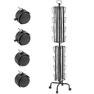 VEVOR Greeting Cards Display Rack, 32 Pockets Rotating Postcard Brochure Display Stand, 360° Spinning Card Display Rack with Sign Holder & 4 Wheels (2 Lockable) for Exhibitions Office Trade Show