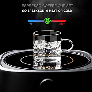 Tuksik Espresso Cups,4oz Glass Espresso coffee Cups Set of 4, Small Cappuccino Mugs, Clear Shot Glasses Microwave Dishwasher Safe, Universal for Home Party or Office, Gift for Espresso Lovers…