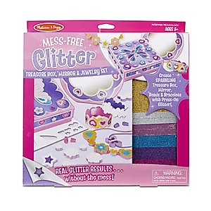 Melissa & Doug Mess-Free Glitter Treasure Box, Mirror and Jewelry Set