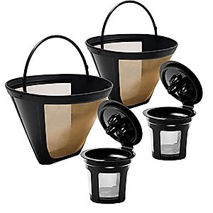 Reusable Coffee Filter for Ninja Dual Brew Coffee Maker, 2 Pack K Cup Reusable Coffee Pods and 2 Pack Coffee Maker Filter #4 Compatible with Ninja Dual Brew Coffee Maker Ninja CFP301 CFP201 Coffee
