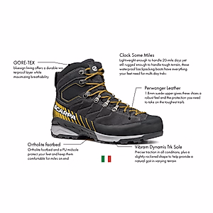 SCARPA Men's Mescalito Trk GTX Waterproof Gore-Tex Boots for Hiking and Backpacking - Dark Anthracite/Mustard - 11-11.5