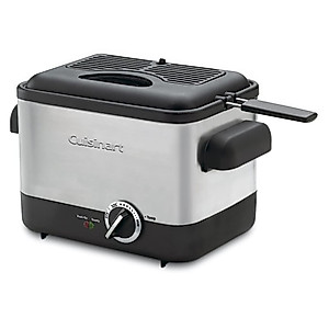 Cuisinart Deep Fryer, 1.1 Quart & CRC-400 4 Cup Rice Cooker, Stainless Steel Exterior