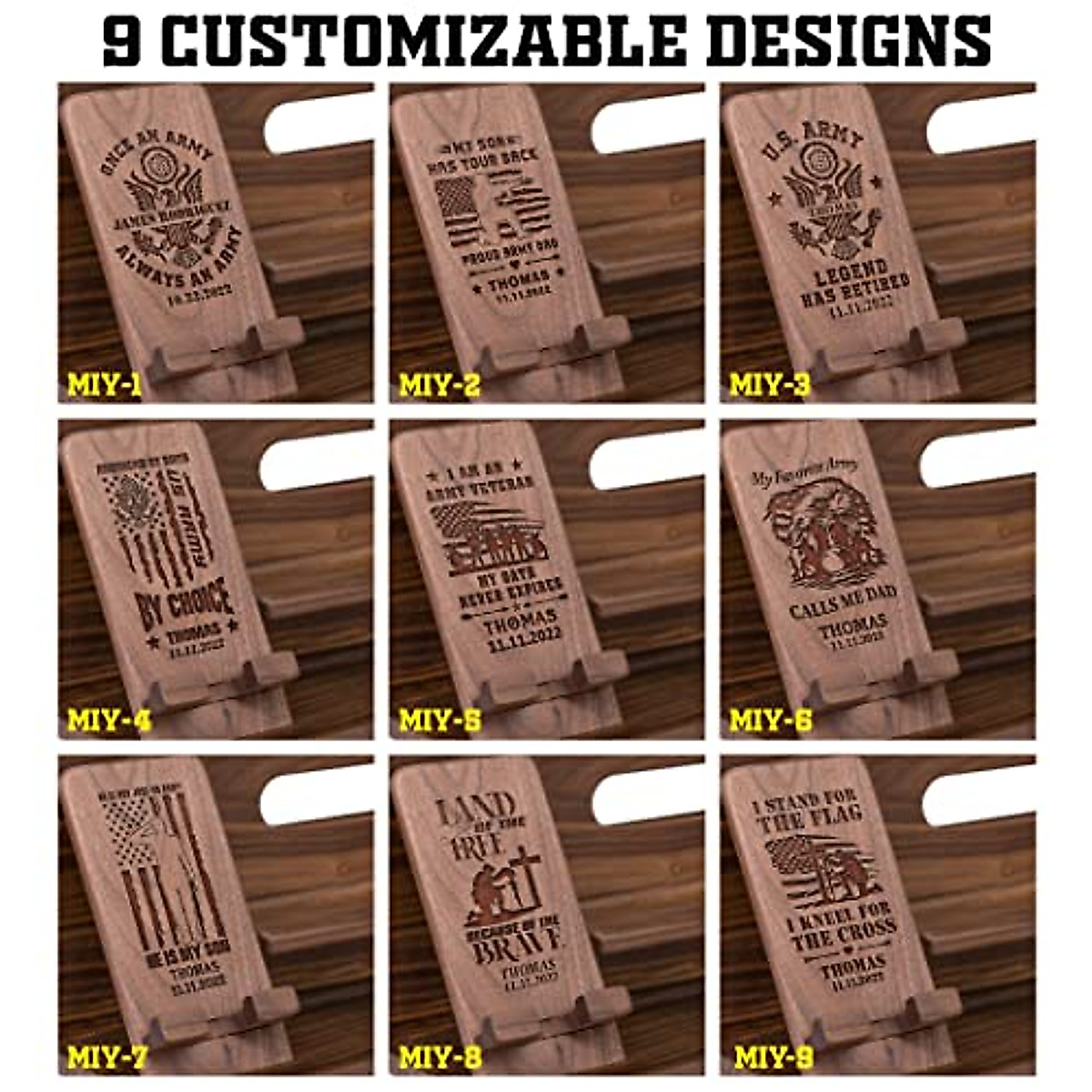 Personalized Gift for Military Army - Phone Docking Station for Soldier, Custom Nightstand Organizer for Men Women, Gift Ideas for Him, Her, Dad, Mom, Husband, Boss on Birthday, Anniversary, Christmas