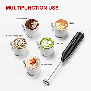 Bonsenkitchen Milk Frother Handheld, Automatic Hand Frother Milk Foam Maker for Bulletproof Coffee, Matcha, Hot Chocolate Stainless Steel Whisk Battery Operated Mini Drink Mixer (Batteries Included)