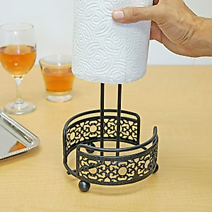 Southern Homewares Countertop Paper Towel Holder or Dispenser Patterned Metal Black Rustic Victorian like Wrought Iron