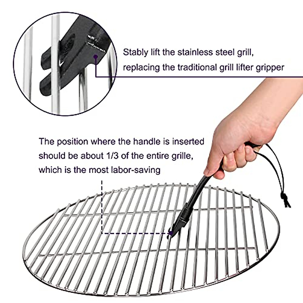 FIRELOOP Grill Grate Lifter Grill Cast Iron Cooking Grid Lifter,Big Green Egg Cast Iron Cooking Grate Handling Lifter Accessories for Moving Cast Iron and Stainless Steel Grilling Nets